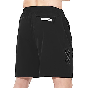 NORTHYARD Men's Athletic Running Shorts Quick Dry Workout Shorts 7"/ 5"/ 9" Lightweight Sports Gym Basketball Shorts Hiking Exercise Black L