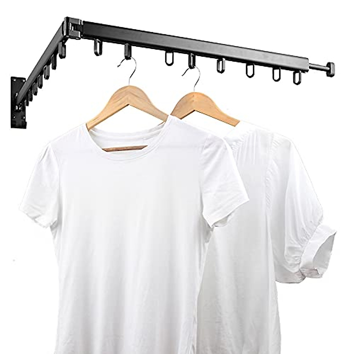 XuuSHA Wall Mounted Retracting Hanging Clothing Drying Ra Wall Mount-Folding Drying Rack, Clothes Storage Rack, Indoor Outdoor Drying Rack Telescopic Clothes, (Color : Black One Shot)