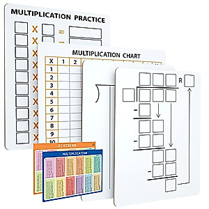 Dry Erase Division Multiplication Chart Whiteboard & Division practice white board Double Sided Times Table Math Manipulatives White Board for Kids Students Classroom and Home Mini Whiteboard Lapboard