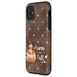 iPhone 11 Happy Fall Orange Pumpkin brown Pattern - Autumn leaves Case