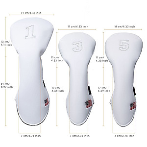 YuEagleSky Golf Head Covers Driver Fairway #3#5 Hybrid USA Flag Memory Foam, for Men Women (Black or White)