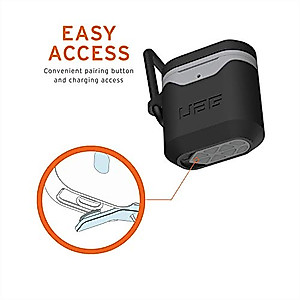 URBAN ARMOR GEAR UAG Compatible with AirPods (1st & 2nd Gen) Case Full-Body Protective Soft-Touch Silicone Case with Detachable Carabiner, Standard Issue Hard Case_001, Black/Grey