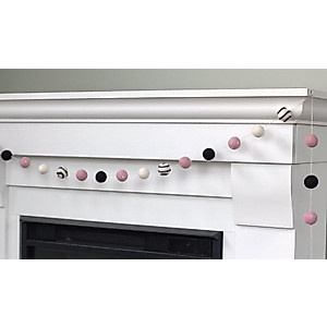 Pink Black White Felt Ball Swirl and Dot Garland- Children Home Decor, Valentine's Holiday- 1" (2.5 cm) Wool Felt Balls
