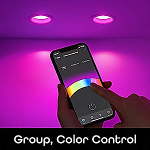Geeni Prisma Plus Smart Wi-Fi LED Dimmable RBGW Recessed Multicolor Downlight, Works with Alexa and Google Assistant (2700-6500K) 6", 2-Pack