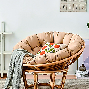 HEYITTE Pp Cotton Papasan Chair Cushion, Indoor 67x48Inch Tufted Round Papasan Cushion, Outdoor Patio Furniture Cushions with Non-Slip Ties for Patio/Den/College/Dorm Papasan, 40*40CM, Blue