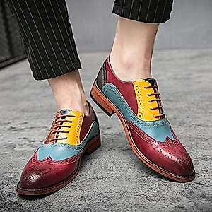 HuitJours Men Oxford Gatsby Lace up Dress Shoes Wingtip Colors Brogues Spectator Multicolor Two Tone Shoes