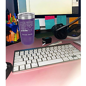 LaserGram 20oz Tumbler Mug | Some Heroes don't Wear Capes, They Wear Scrubs | Personalized Engraving Included (Dark Purple)