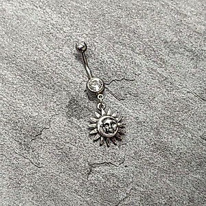 Body Candy Sun Meets Moon Celestial Dangle Belly Ring