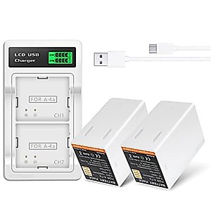 2Pcs 13000mAh A-7a XL Extended Rechargeable Battery Pack and LCD Dual Charger for Alro Pro 3 Floodlight Camera, Arlo Pro4 XL/ Pro3 XL/Ultra2 XL/ Ultra XL Camera, P/N: VMA5410 FB1001 VMC4040P CMC5040