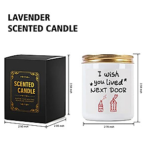 Lavender Scented Candles - I Wish You Lived Next Door - Best Friendship Gifts for Women, Christmas Birthday Gifts for Friends Female Mom Wife -Going Away Gifts for Friends Moving
