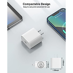 iPhone Charger Block USB C Wall Charger 20W 3Pack, Poukey USB C Charger Block PD Type C Fast Charging Block USB-C Power Adapter for Apple iPhone 14 Pro Max/13 Mini/13 Pro Max/11/XS/XR/X/8 Plus/SE/iPad