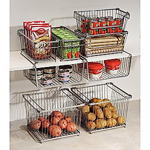 iDesign York Lyra Under Shelf Hanging Wire Storage Basket for Kitchen Pantry - Silver 13" x 10" x 6"