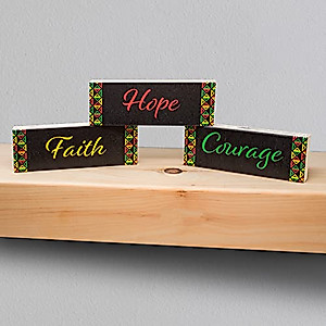 JennyGems Black History Month, African American Decor, Black History Decor, Hope Faith Courage, 3pc Mini Wood Block Set, African American Decor, Tiered Tray, Made in USA