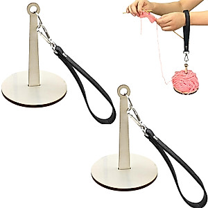 2 Pieces Portable Wrist Yarn Holder | Yarn Ball Holder | Yarn Minder | Yarn Storage | Wood Yarn Holder | Yarn Holder with Leather Wrist Strap | Yarn Holder for Knitting | Knitting Supplies