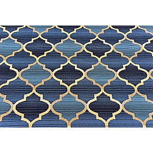 Unique Loom Outdoor Trellis Collection Area Rug - Eden Trellis (8' x 11' 4" Rectangle, Blue/ Beige)