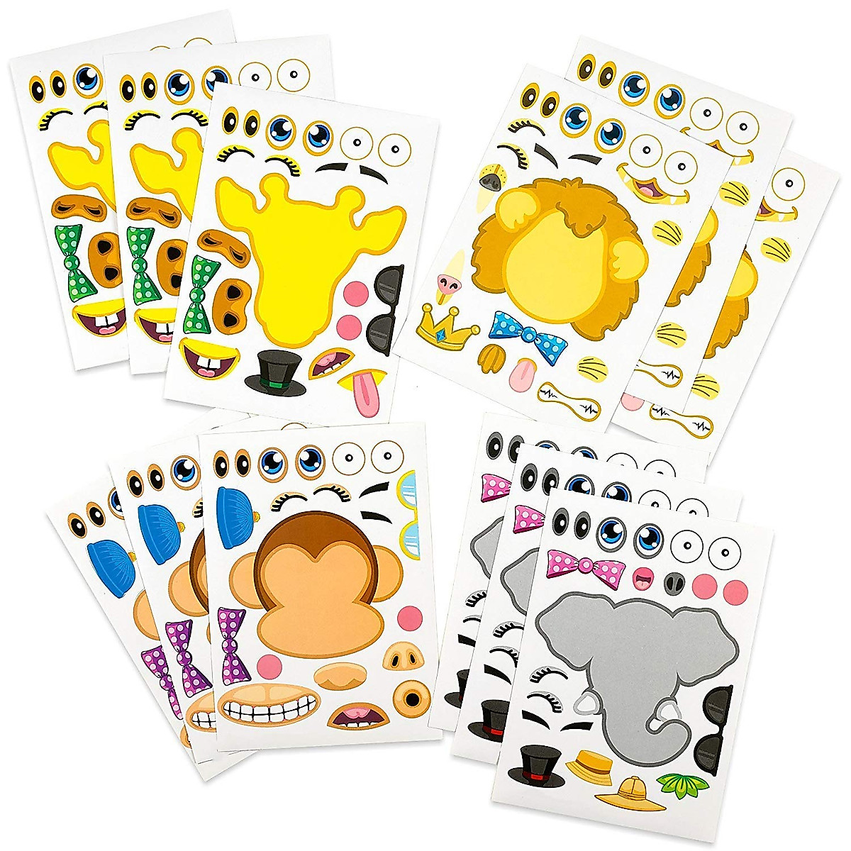 Kicko Make-a-Zoo Animal Sticker Book -12 Pack - Stickers for Kids - Useful in Arts, Parties, Birthdays, Party Favors, Crafts, School, Daycare, Christmas