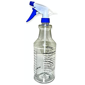 3 Pack Empty Spray Bottles, Spray Bottles for Cleaning Solutions, All - Purpose with Clear Finish, Pressurized Sprayer, Adjustable Nozzle, Printed Measurements and Checkbox (32 Ounce)