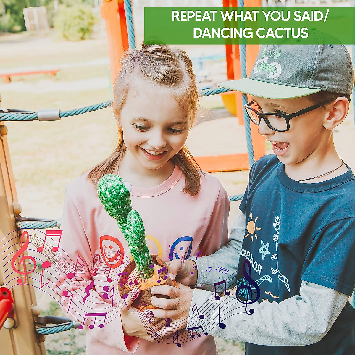 Majesty Trends Dancing Cactus Toy Talking Singing Plush Toy Mimicking Repeats What You Say, Have Recording & 120 Funny Musical Songs Wiggly Dance with Lighting Funny Kids Gift