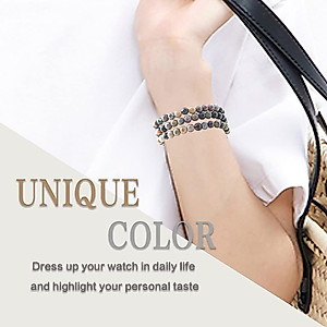 KAI Top Beaded Bracelet Compatible with Samsung Galaxy Watch 7 6 5 4 Band 40mm 44mm/Watch 6 Classic 43mm 47mm/Watch 5 Pro 45mm/Watch 4 Classic/Active 2 Band, 20mm Elastic Stretchy Wristband for Women