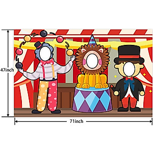Circus Troup Photo Banner Backdrop Background Photo Booth Props Pretend Play Party Game Clown Lion Theme Decor for Kid Carnival Circus Party 1st Birthday Party Baby Shower Favors Supplies Decorations