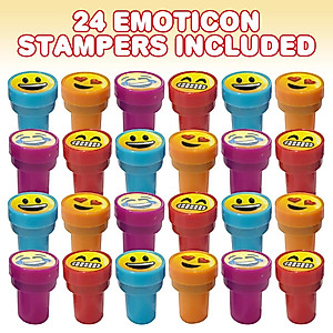 ArtCreativity Emoticon Stampers for Kids, Pack of 24, Pre-Inked Smile Stampers for Children, Emoticon Birthday Party Supplies and Favors, Piñata Fillers, Arts n Crafts, Assignment Stamps for Teachers