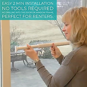 Wedgit Maxi Twist Tight Large Size Sliding Door Security Bar Extends 25 to 42”, Sliding Door Lock Bar to Keep Intruders from Getting in, Also Ideal for Sliding & Single Hung Windows, White