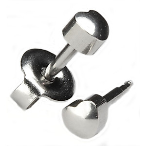 Ear Piercing Earrings Silver 3 Pairs of 4mm 16ga Thick Post Stainless Steel Shapes Studs Hypoallergenic