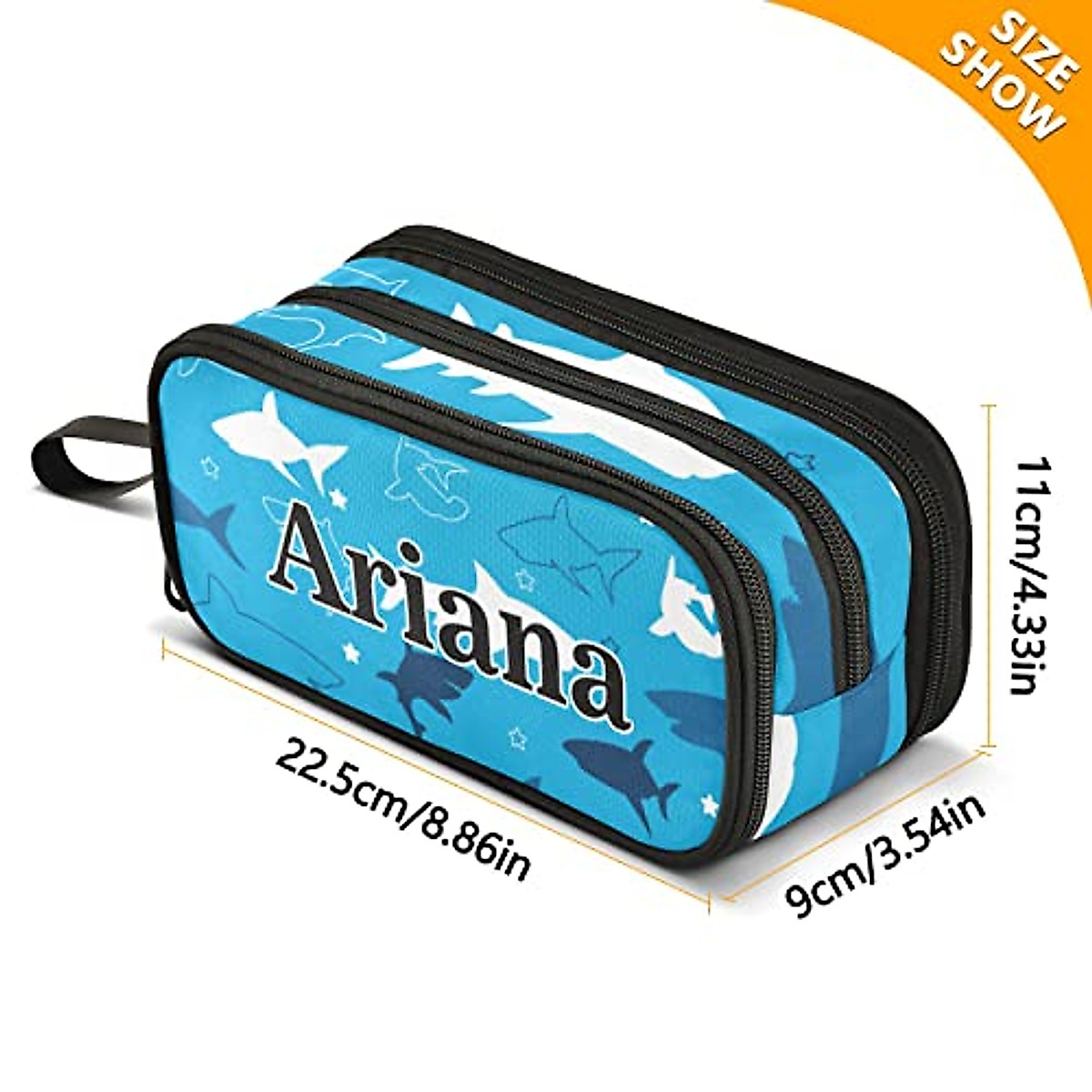 J JOYSAY Custom Sharks Pencil Case Large Big Capacity Personalized Pencil Bag for Girls Boys Customized Pencil Storage Box Journaling Supplies for Office Kids Adults