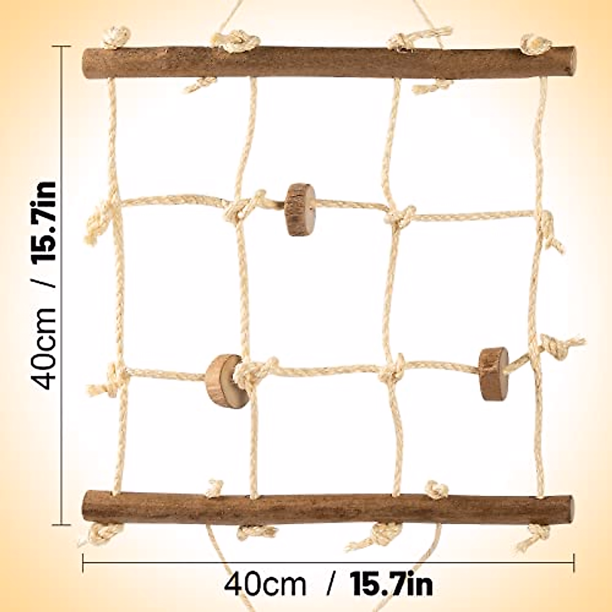 Bird Rope Perch, Natural Wooden Bird Rope Climbing Net Toys, Durable Hanging Bird Parrot Toy for Parakeet Cockatoos Cockatiel Lovebirds and Amazon Parrot