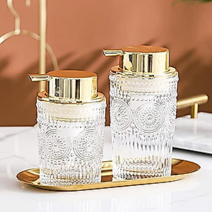 DTSE9 Lotion Dispensers Countertop Clear Glass Soap Dispenser with ABS Pump,Refillable Liquid for Bathroom,Kitchen Soap Dispenser Soap Pump Dispenser (Color : Foaming, Size : Tray+S+L)