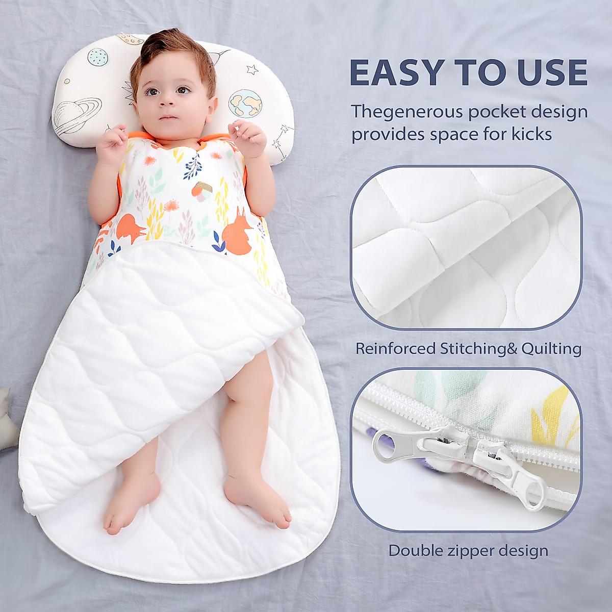 Mosebears Sleep Sack Baby Wearable Blanket with 2-Way Zipper,2.5 TOG Cotton Sleep Sack Unisex (Red Fox, 18-24 Months)