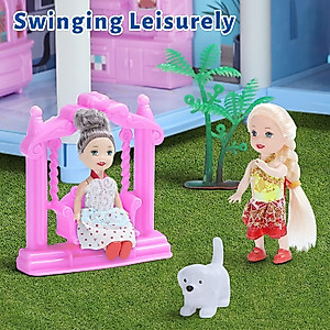 Doll House for Girls 2 3 4 5 6 7 8 Year Old - 3-Story 6 Rooms Dollhouse with 3 Dolls Light Accessories Furniture and Play Mat, DIY Pretend Dream Dollhouse Toy Gift for Kids (20.5'' x 16'' x 18.7'')