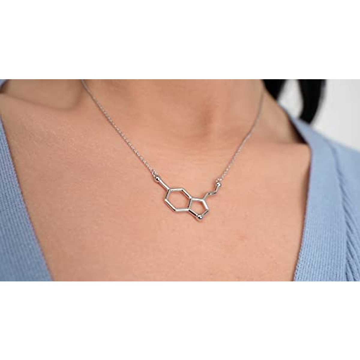 Serotonin Molecule Necklace in 925 Sterling Silver
