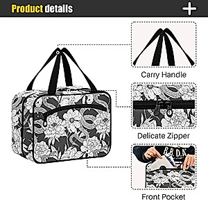 Vnurnrn Snakes Flowers Large Travel Toiletry Bag for women Makeup Organizer Bag with Hanging Hook Shower Bag for Traveling Electric Shaver Brush