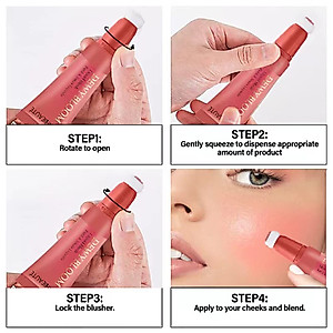 Yeweian Blush Beauty Wand, Liquid Face Blush Contour Wand with Cushion Applicator, Smooth Cream Blush Wand Natural Matte Finish, Lightweight Blendable Blush Stick Makeup for Cheek,103 Cool Pink