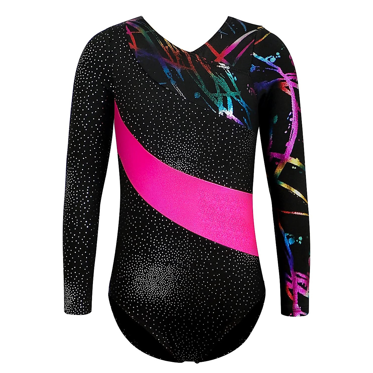 HOZIY Girls Gymnastics Leotards Size 6-7 With Sleeves Long Sleeve 7-8 Year Old Black Kids Little Girl Pink Unitard Tumbling Outfits Dance Clothes Clothing Bodysuits