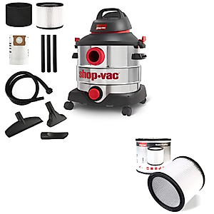 Shop-Vac 8 Gallon 6.0 Peak HP Wet/Dry Vacuum+High Performance 90304/90344 Cartridge Filter