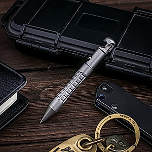 TISUR Titanium Ballpoint Pen, Mini Bolt Action Pen, Small Pocket Size Keychain Pen With Titanium Key Ring, Office gifts for Men & Women (Pen/78mm)