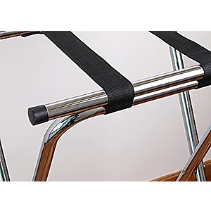 New Star 20007 Mirror Chrome Finish Steel Double Bar Folding Tray Stand, 31-Inch, Silver