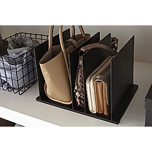 Yamazaki Handbag Home Purse Bag Divider Shelf | Plastic | Closet Organizer, One Size, Black