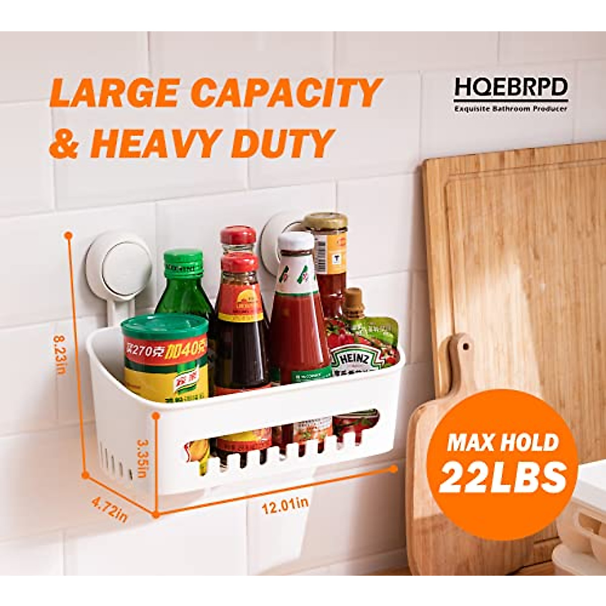 HQEBRPD Shower Caddy Suction Cup, shower organizer Reusable shower shelves No-Drilling adhesive Shower Basket Storage for Bathroom Shower Suction Caddy for Bathing supplies Gel,plastic