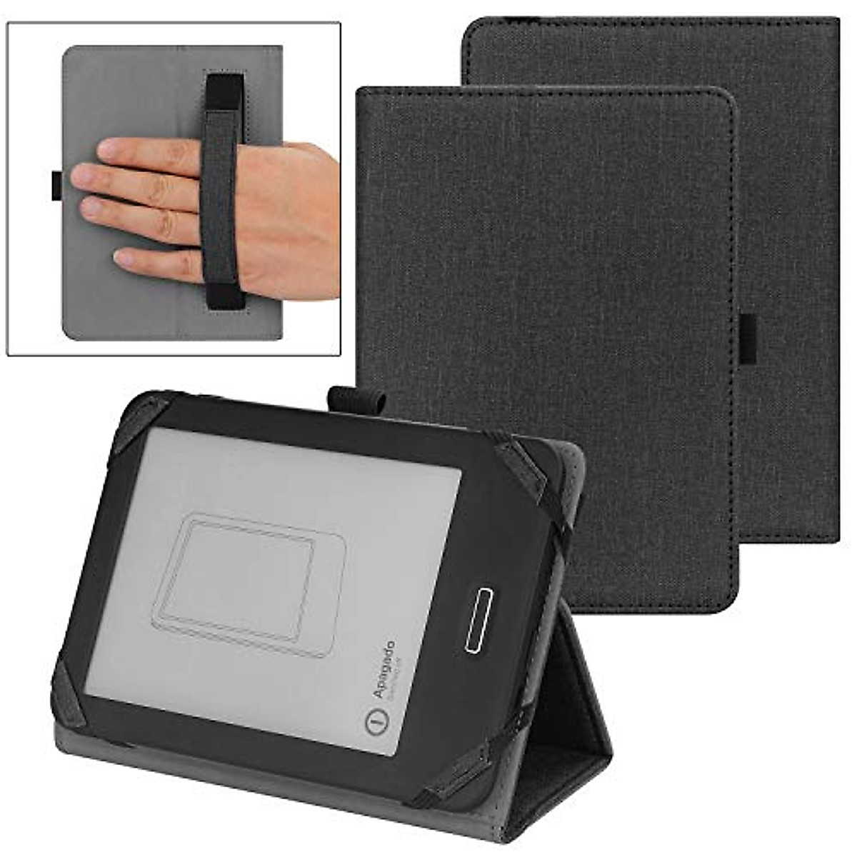 KuRoKo Premium Folio Case Cover for 6 Inch E-Reader (Sony/kobo/tolino/Pocketbook) with Hand Strap