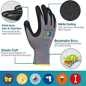 PROMEDIX P Work Gloves MicroFoam Nitrile Coated,Safety Work Gloves Men 3/12/36-pairs,EN388-4131,Nylon&Spandex Work Gloves