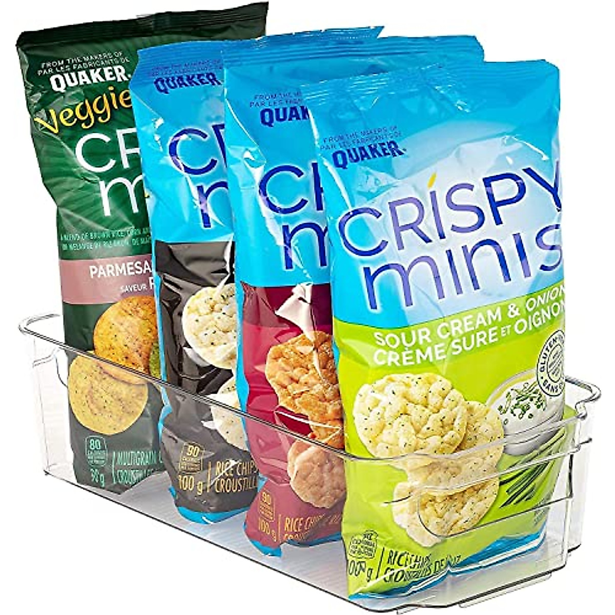 Jinamart Plastic Pull out Storage Bins 4 Pack, Multi-Use Organizer Bins with Built-in Handles, BPA-Free for Pantry, Home and Fridge Organization (14.5"L x 8.5"W x 4"H )