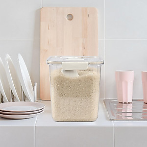 Eagrye 22 Lbs Large Rice Storage Container with Measuring Cup, Clear Pets Food Bin with Seal Locking Lid, Dry Food Flour Bin for Rice, Flour, Pet Food, Baking Supplies