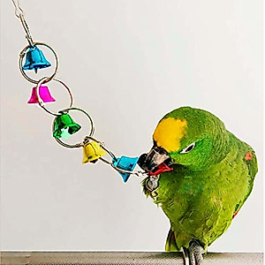 Fejapa 3 Pack Bird Bells Toy Chewing Hanging Ring Toy Cage Bite for Pet Budgie Parakeet Cockatiel Conure Macaw African Grey Eclectus Cockatoo Finches Lovebird Quaker Parrot Finch Canary