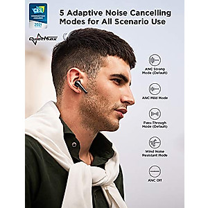 1MORE Comfobuds Pro Bluetooth 5.0 Earbuds, Hybird Active Noise Cancelling Earphones, Stereo Premium Sound in Ear Headphone with 6 Mics ENC for Clear Call and Deep Bass Fast Charging, Black