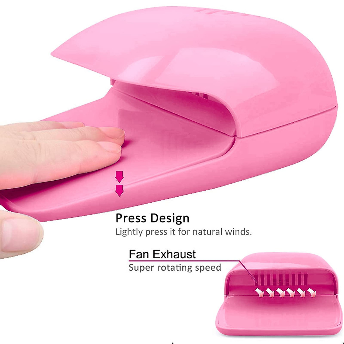 Milltrip Nail Fan Dryer for Regular Nail Polish, Portable Nail Dryer Nail Art Polish Machine Quick Dry Nail Polish Gel Nail Dryer Blower for Fingernail Toenail, Portable Fans