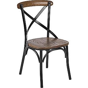 Flash Furniture Advantage X-Back Chair with Metal Bracing and Fruitwood Seat