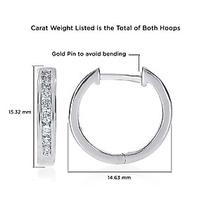La Joya 1/2 CT TW Lab Made Huggie Hoop Diamond Earrings For Women | Real Sterling Silver White Gold Plated Diamond Huggies Earrings For Women